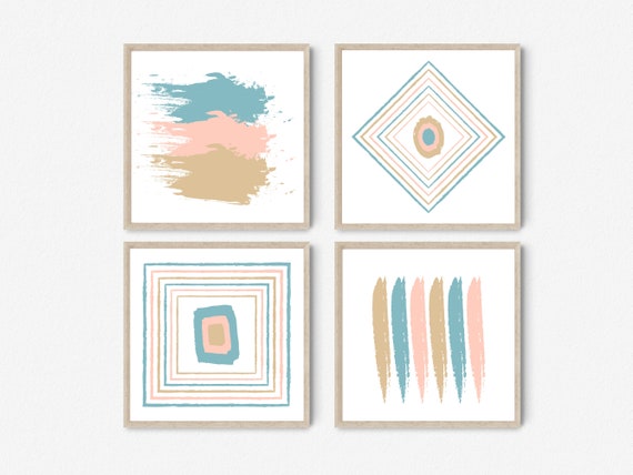 Brush Strokes 4 Piece Set 12x12 Square Frame Digital | Etsy