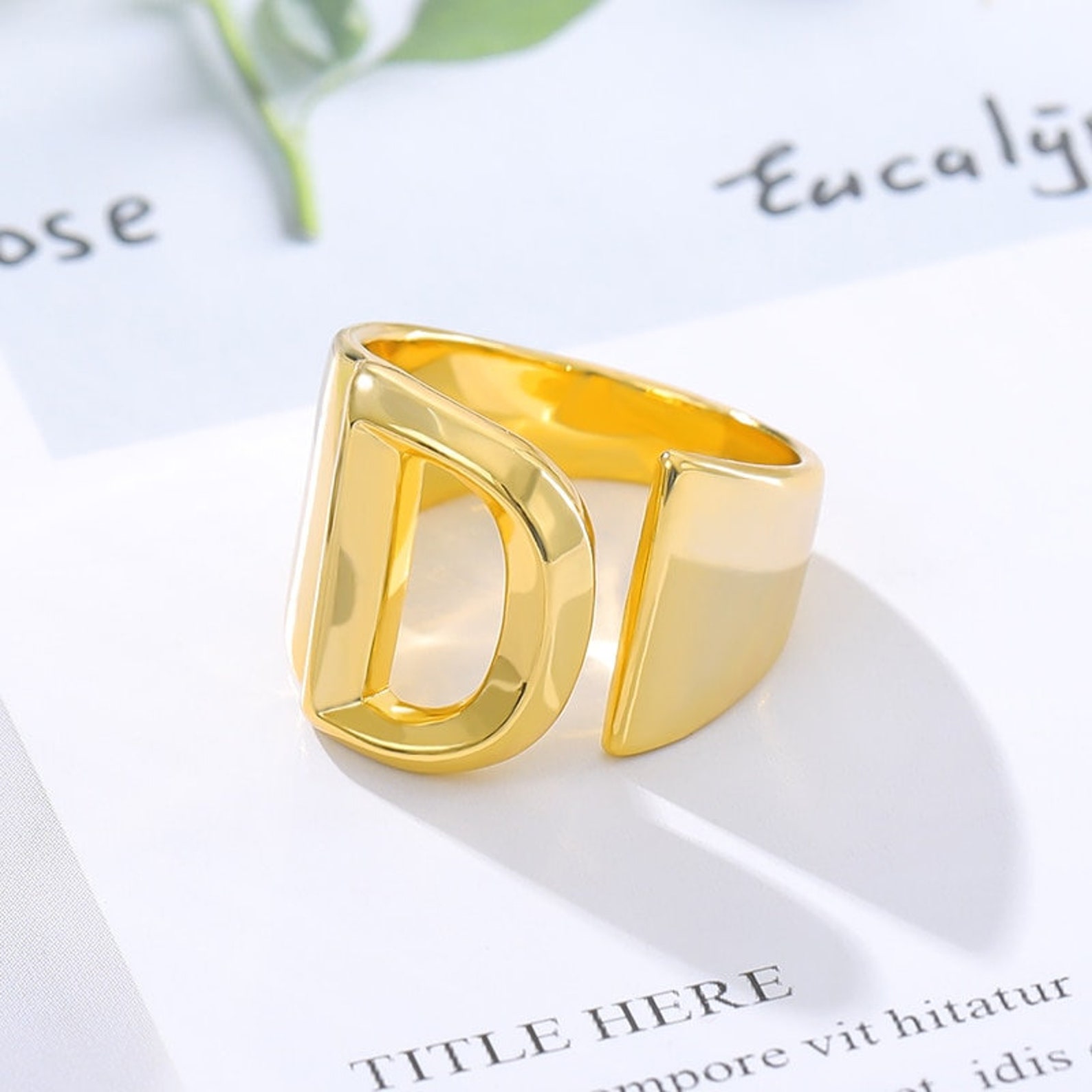 Bague initiale en or Bague de lettre en or Bague A-Z Bague en or Bague de déclaration Bague ...