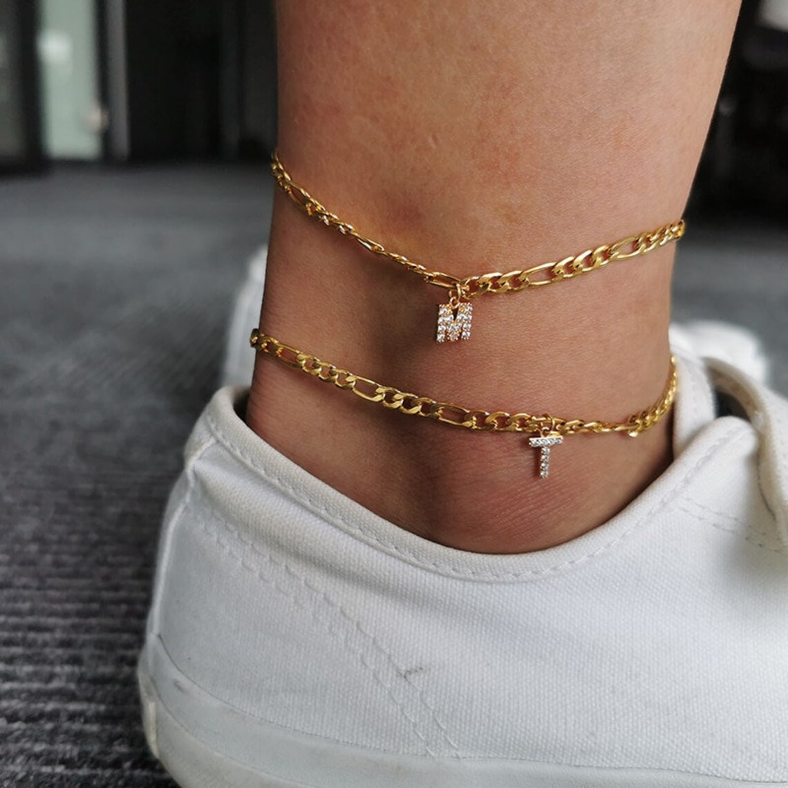 Dainty A to Z Gold Plated Anklet Gold Initial Anklet Letter Anklet ...