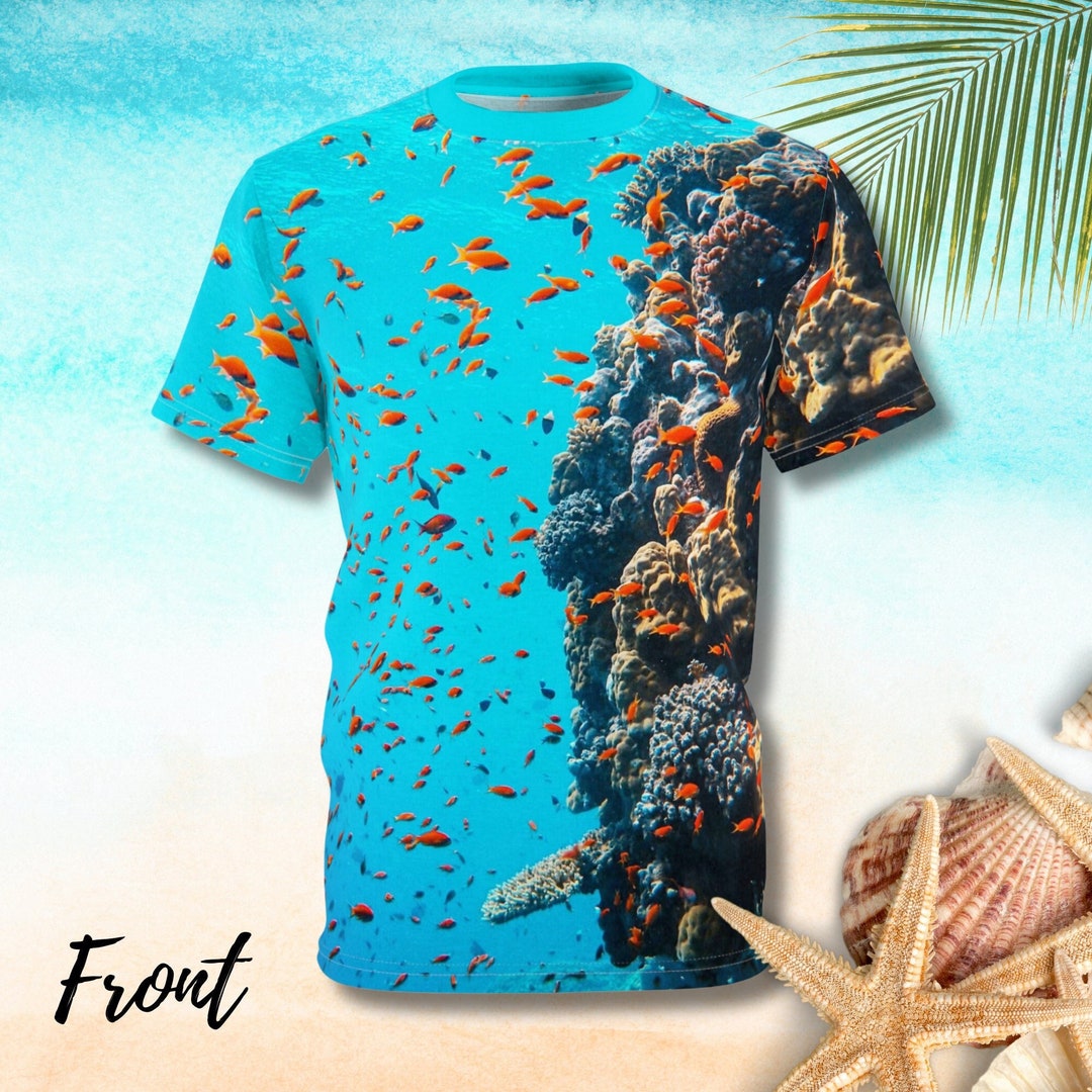 Tropical Coral Reef All Over Print Shirt: Ocean Beachwear Tee - Etsy