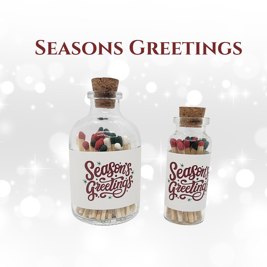 Seasons Greetings Matchsticks Holiday Party Favors Candle Matches ...