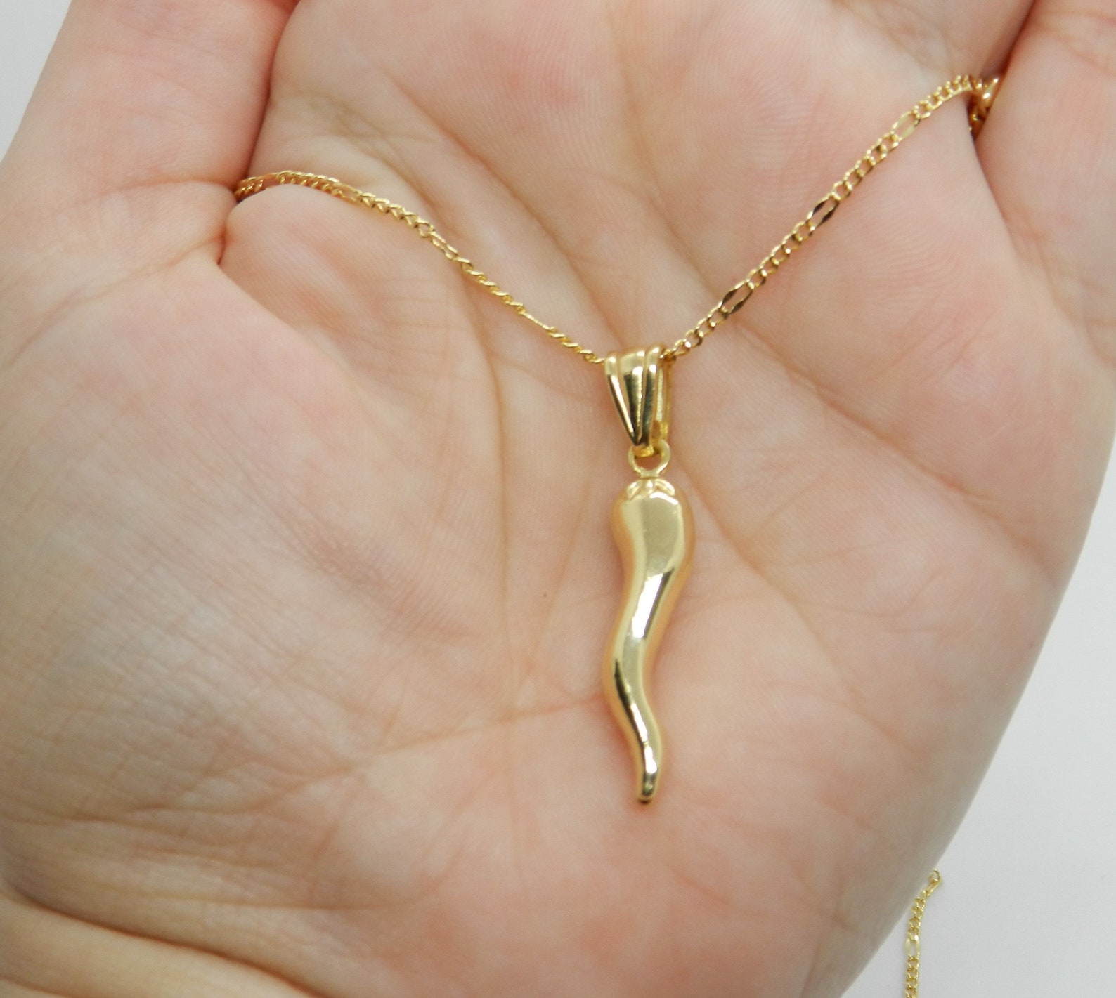 Chili Pepper Necklace 18K Gold Filled Figaro Chain | Etsy