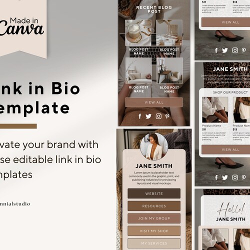 Instagram Link in Bio Template CANVA Landing Page Link in - Etsy