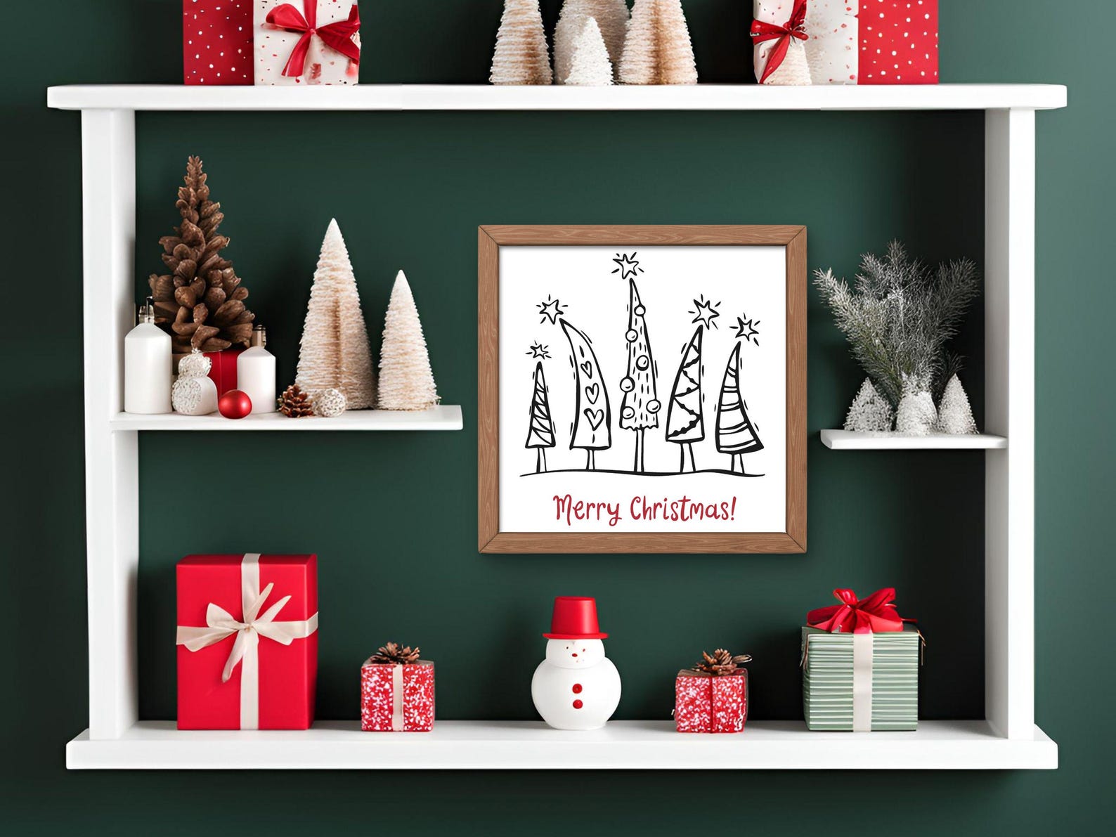 Funny Christmas Tree Art, Mini Christmas Sign, Coffee or Cocoa Bar ...