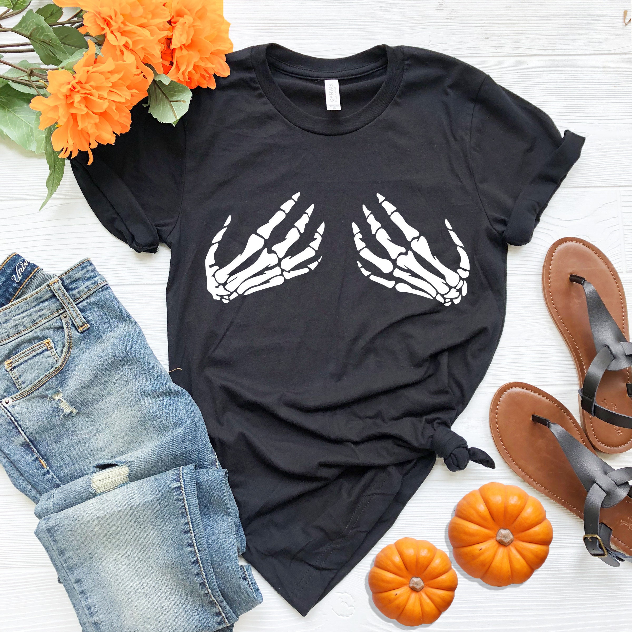 Skeleton Hands Shirt Hand Bra Shirt Funny Halloween T Shirt Etsy