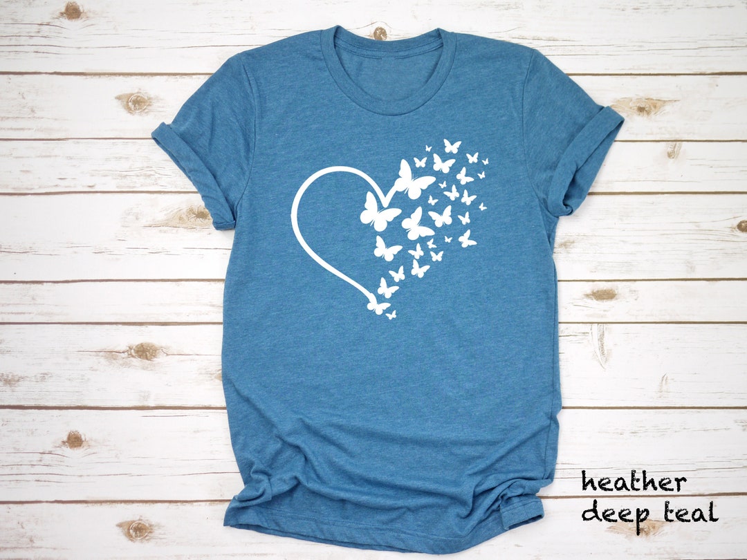 Butterfly Heart Shirt, Heart With Butterflies, Butterfly Tshirt, Love ...