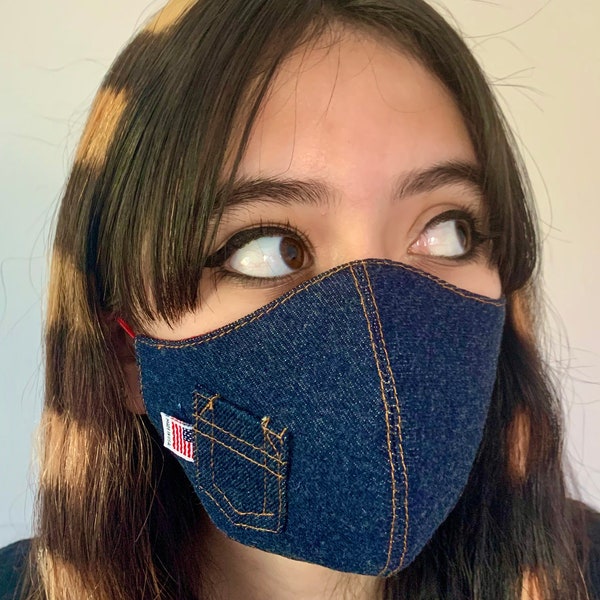 Denim Face Mask - Etsy