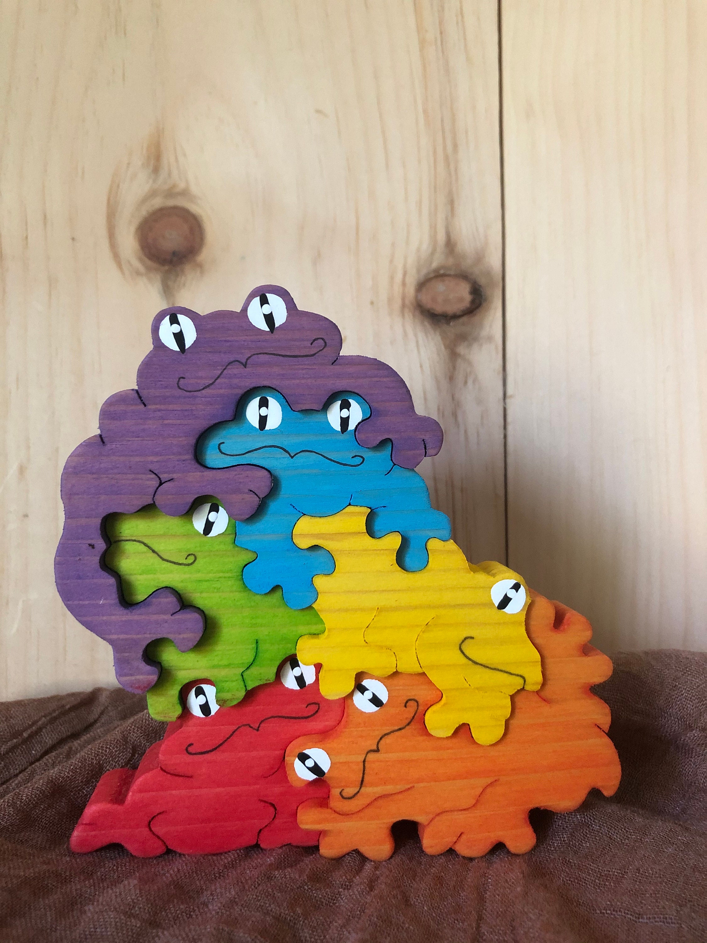 Frog Pile Puzzle ( Two Choices ) , Frog Puzzle , Wooden Art Puzzle ...