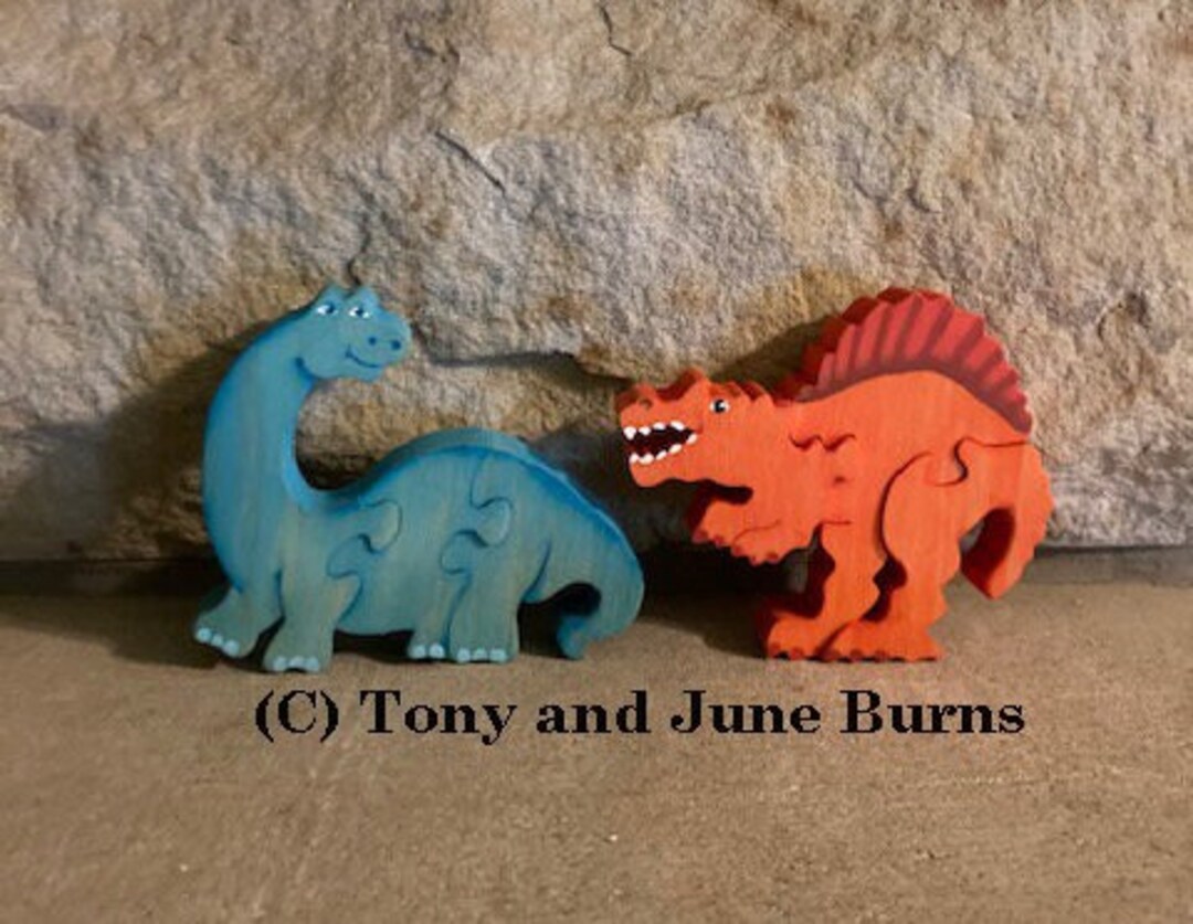 Dinosaurs , Set # 3 , Brontosaurus & Spinosaurus , Aprox Size 4" X 3" X ...