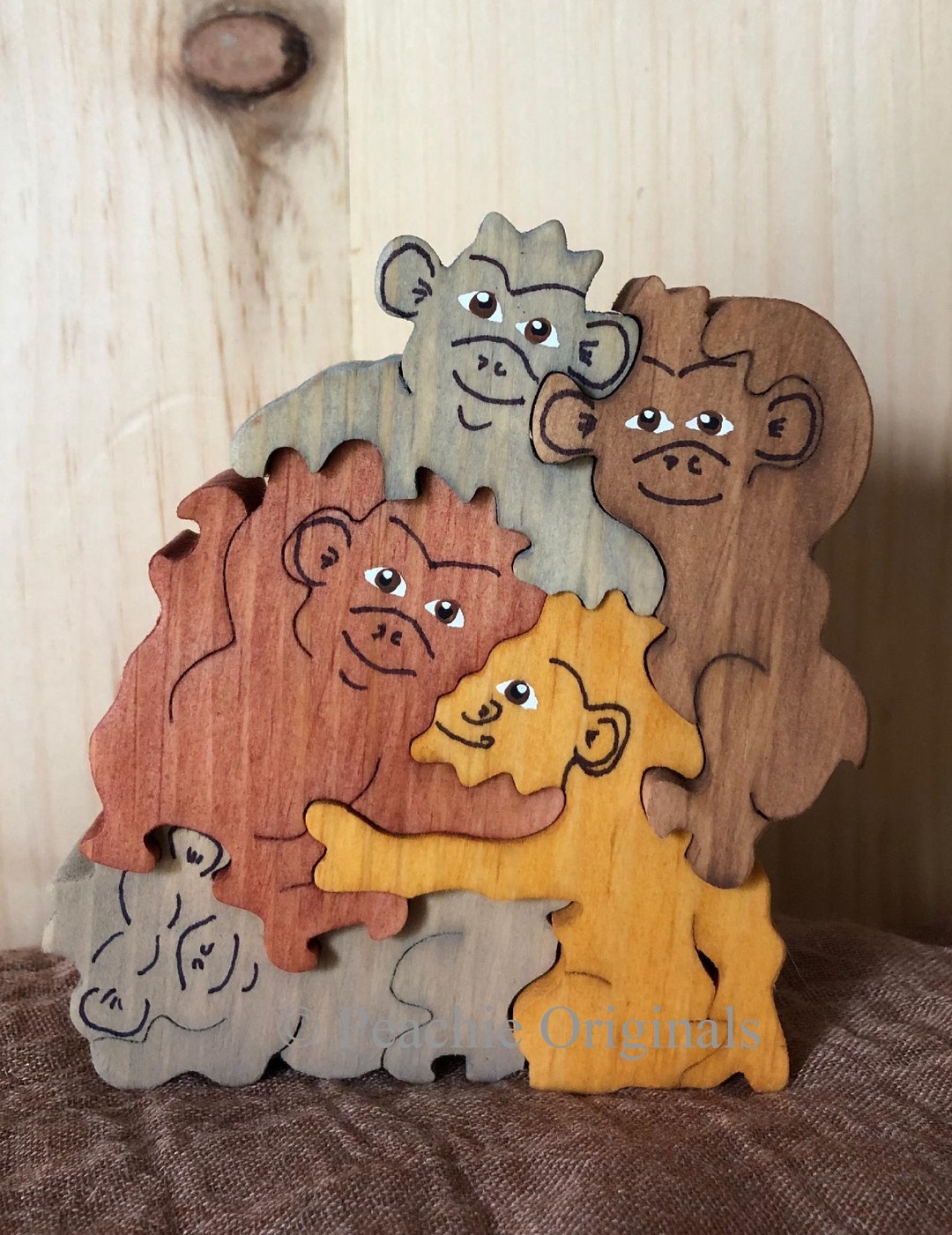 Monkey Pile , 3-D , Wooden Art Puzzle , Made in the USA , Nontoxic ...