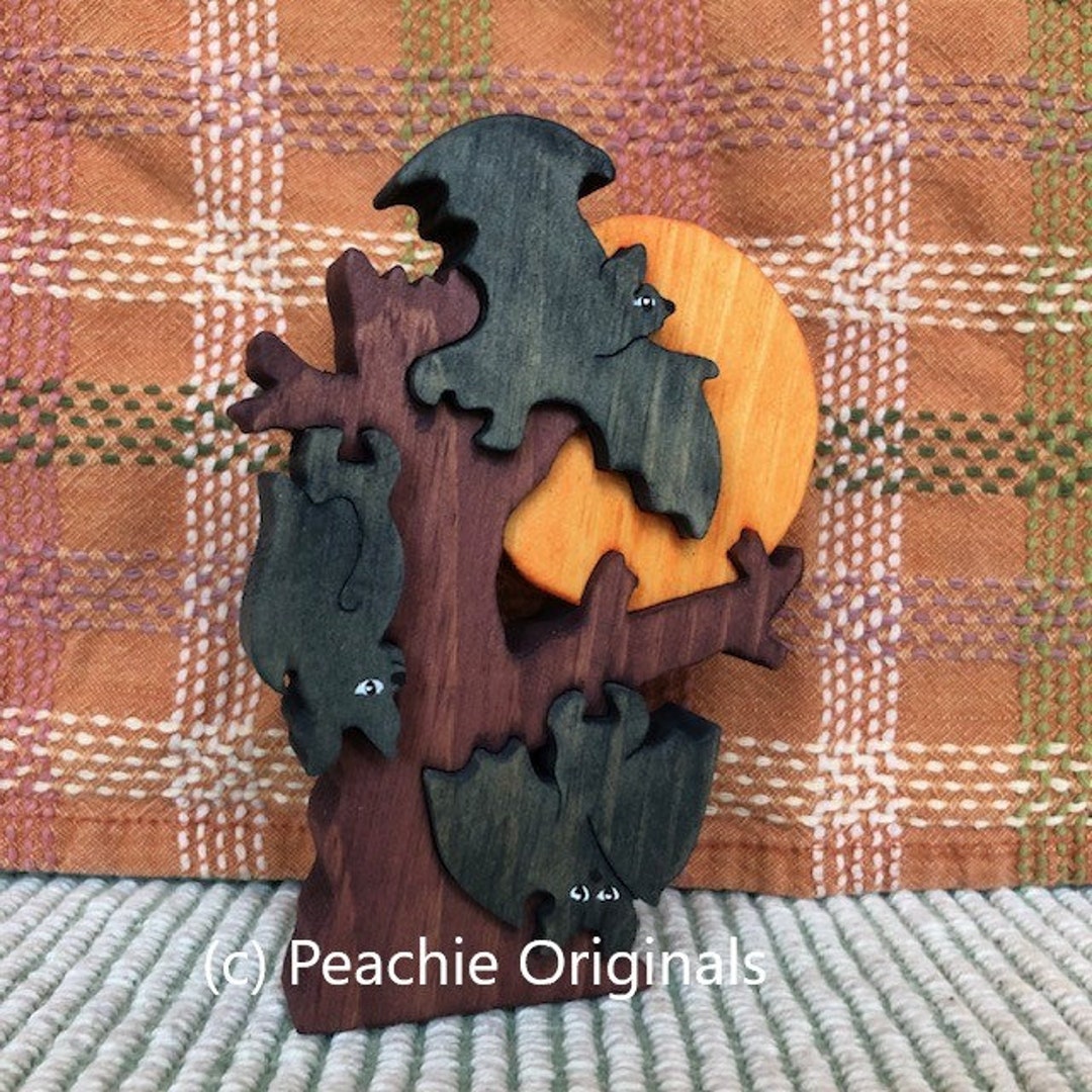 Bats in Tree Puzzle , Handmade , Wood Puzzle , Bat Puzzle , Jigsaw ...