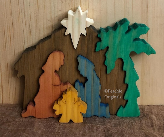 Nativity Puzzle Birth of Christ Noel Puzzle 3-D Hand - Etsy