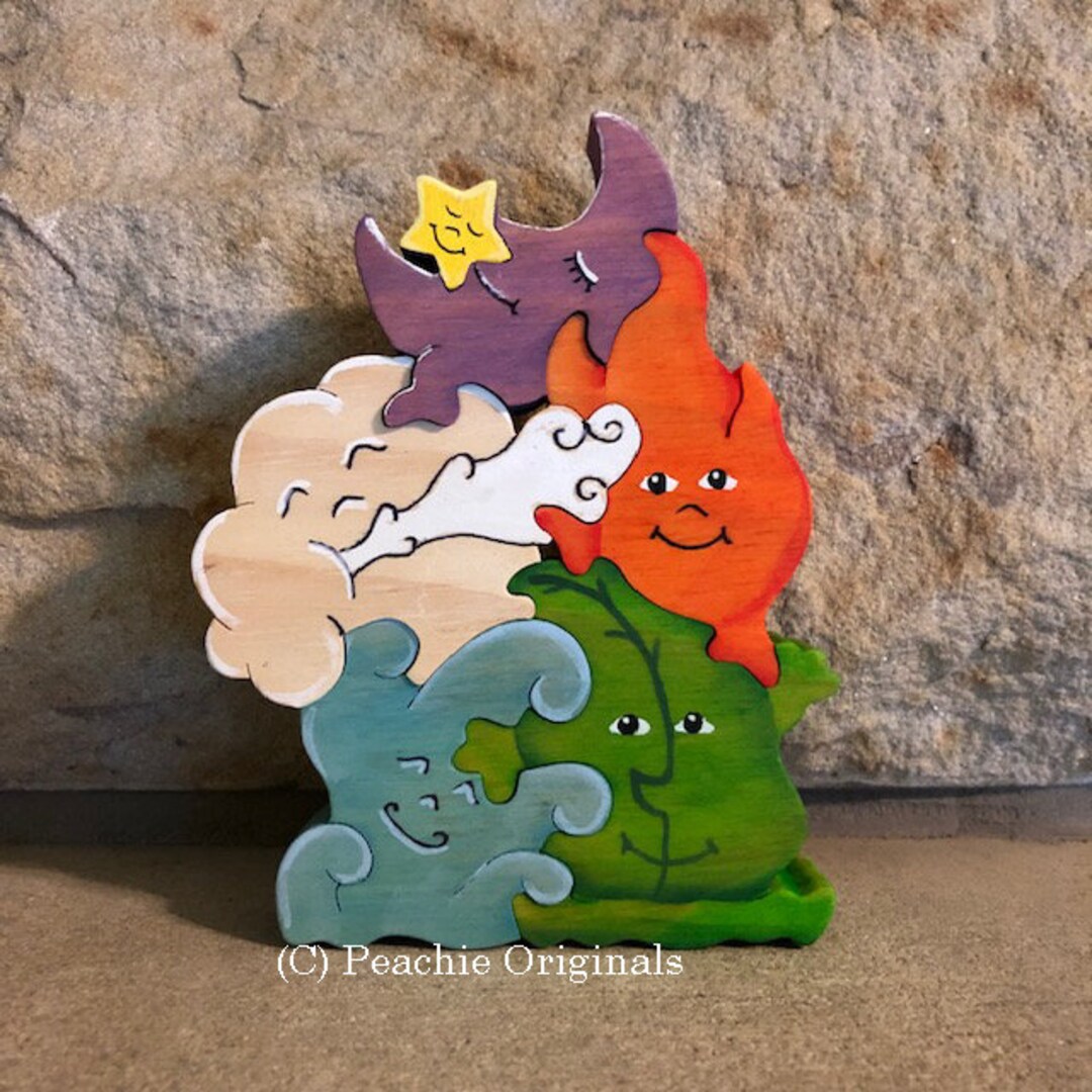 5 Elements Puzzle , Scroll Saw Puzzle . Handmade , Art Puzzle , Made in ...