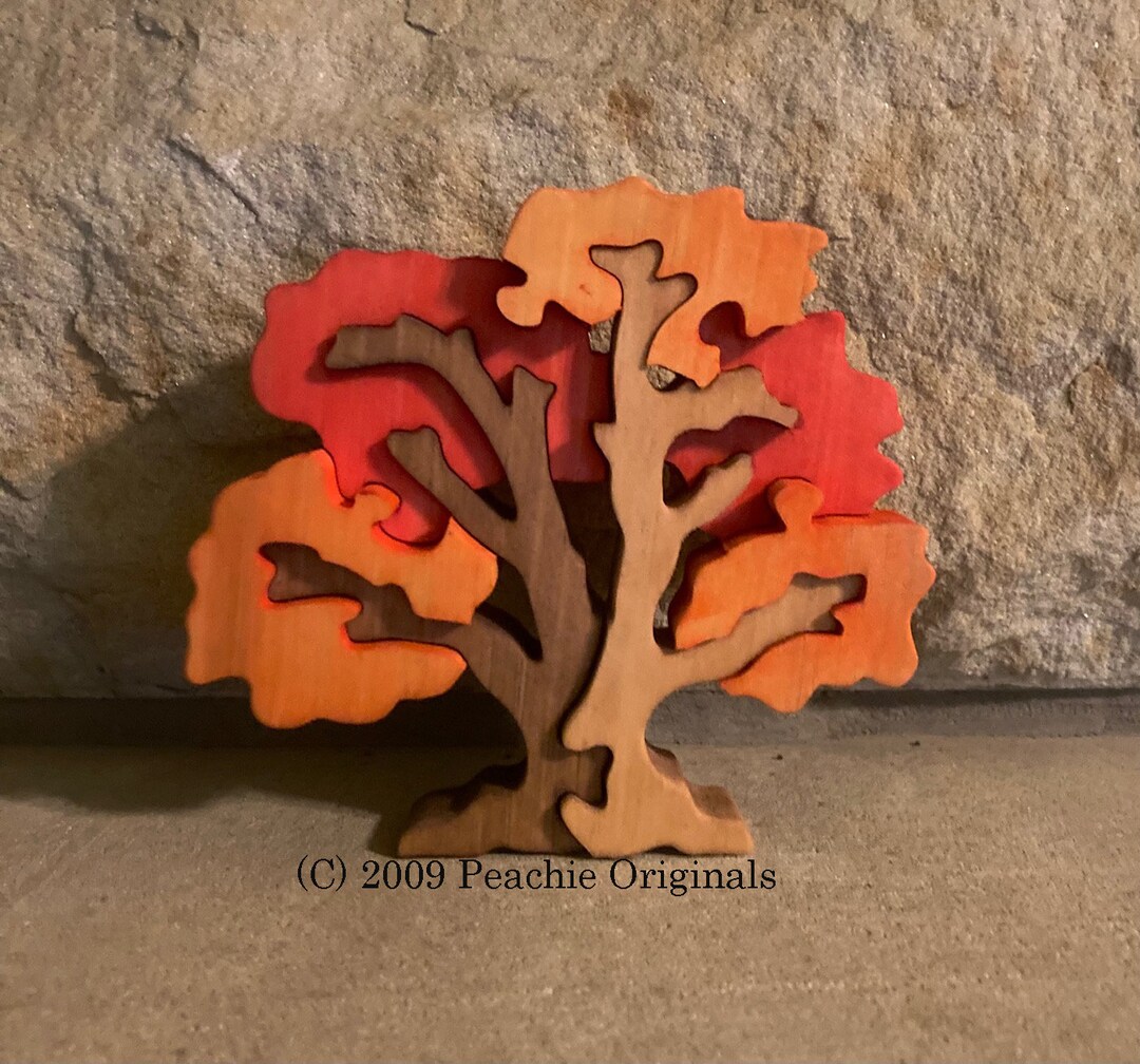 Fall Tree , Art Puzzle ,handmade , Wooden Puzzle , June Burns , Tree ...