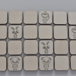 Wooden Memory Matching Game, Animal Matching, Kids Games, Montessori ...