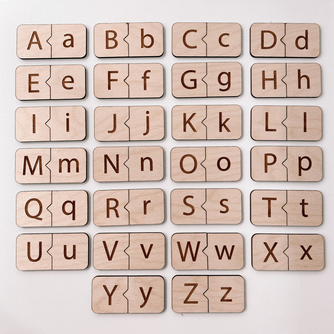 Alphabet Dominos, Wooden Alphabet, Matching Game, Homeschooling ...