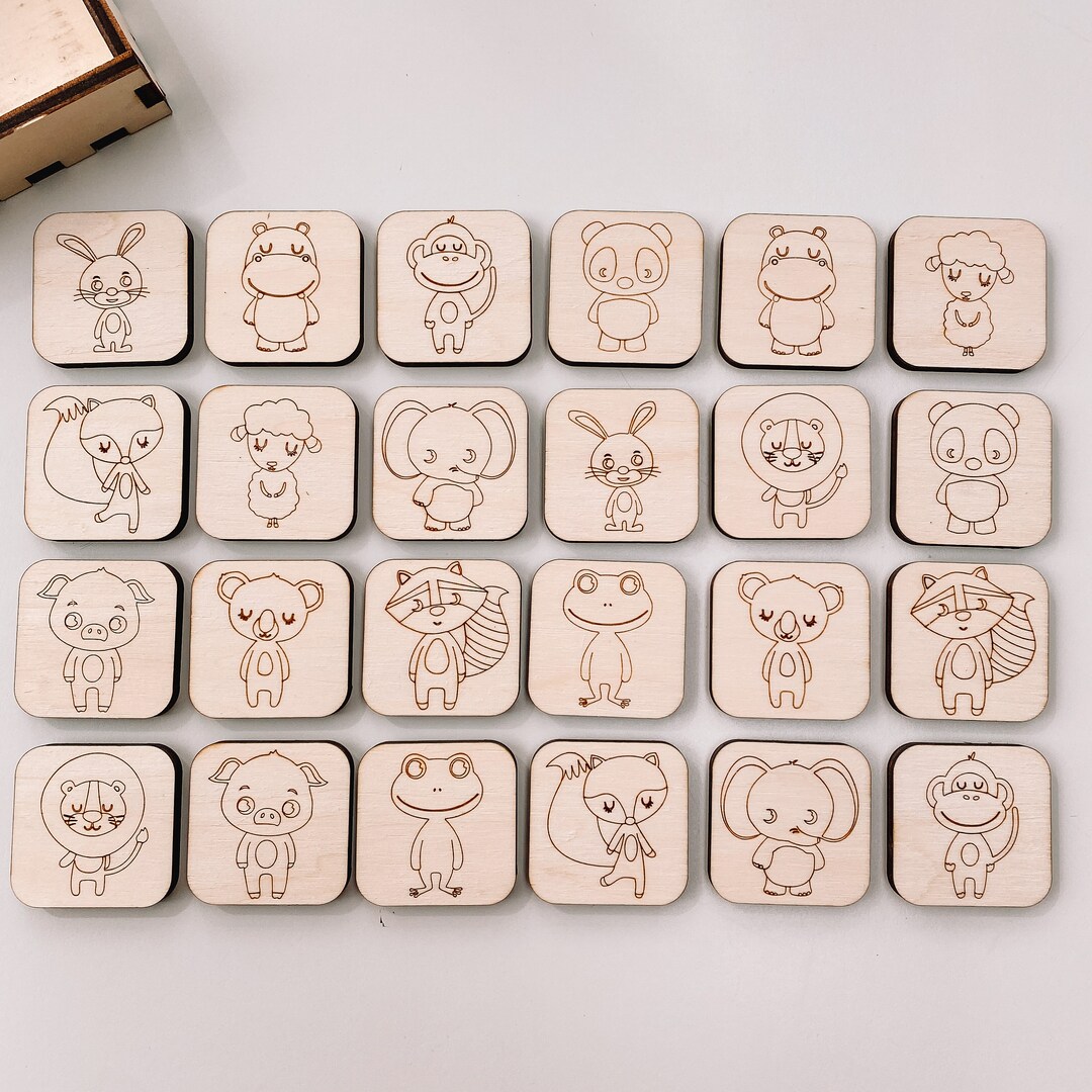 Wooden Memory Matching Game, Animal Matching, Kids Games, Montessori ...