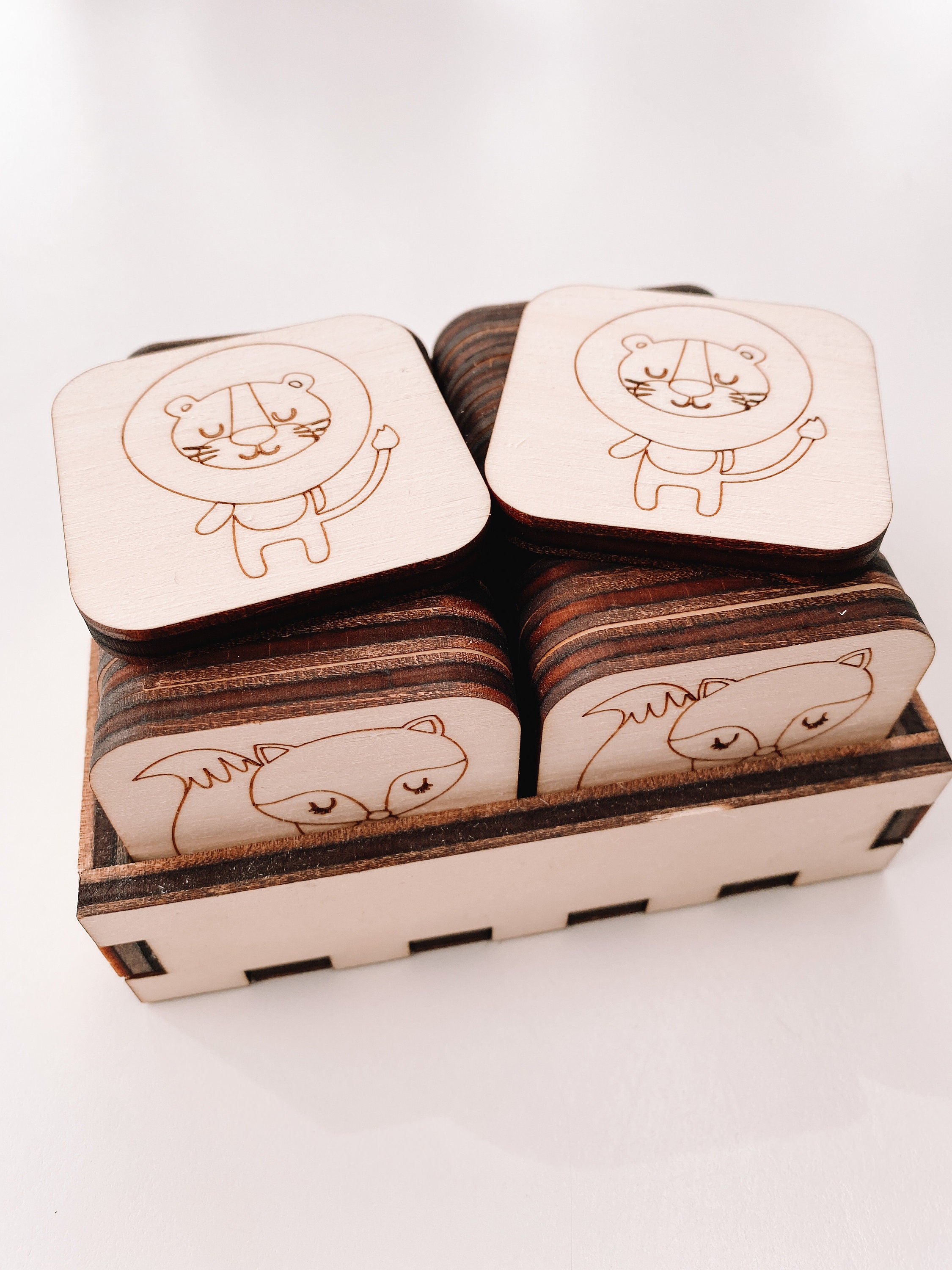 Wooden Memory Matching Game, Animal Matching, Kids Games, Montessori ...