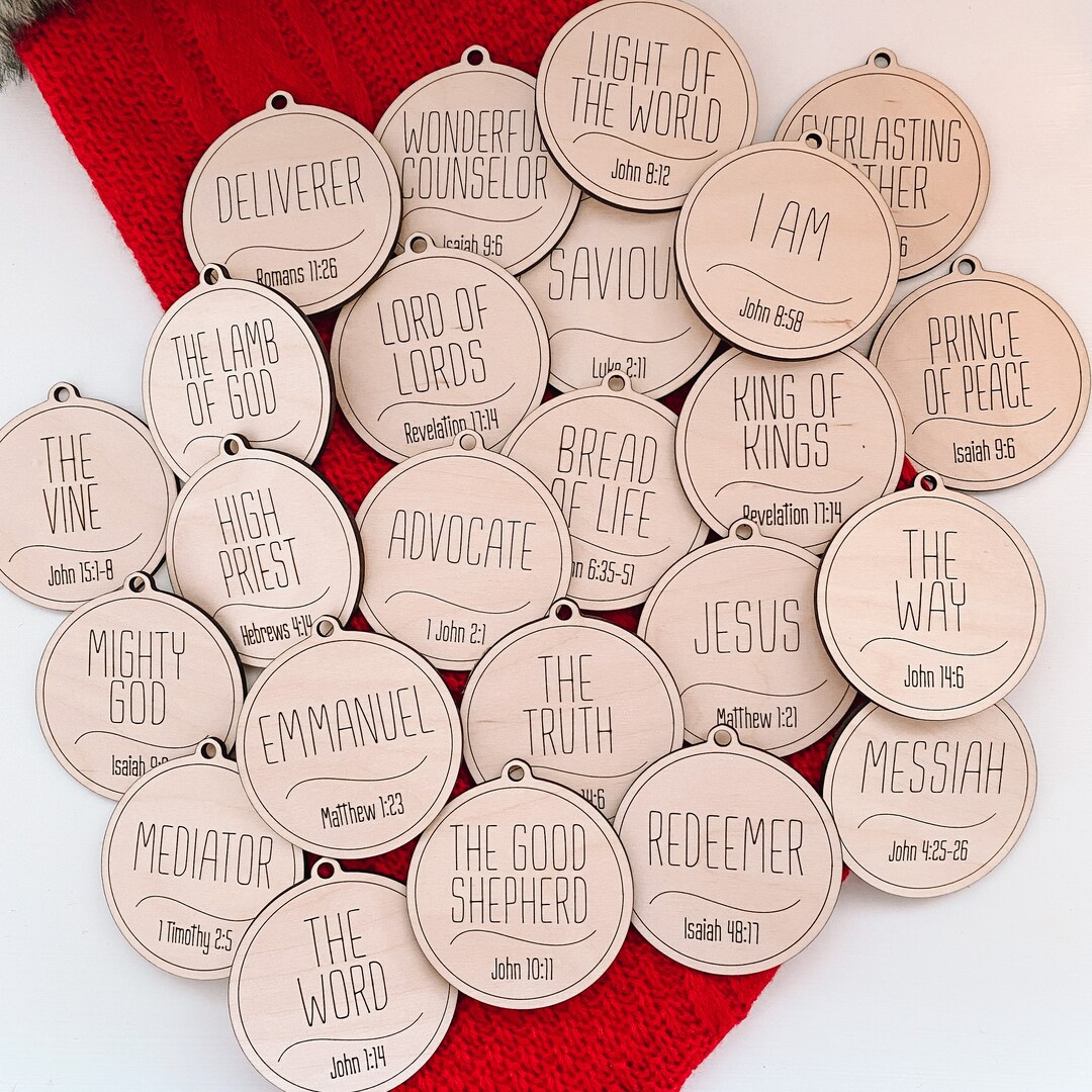 Advent Ornaments - the Names of Christ, Advent Calendar, Names of Jesus ...