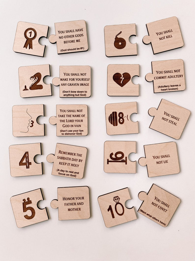 10 Commandments Puzzle, Bible Puzzle, Christian Gifts, Kids, Exodus ...
