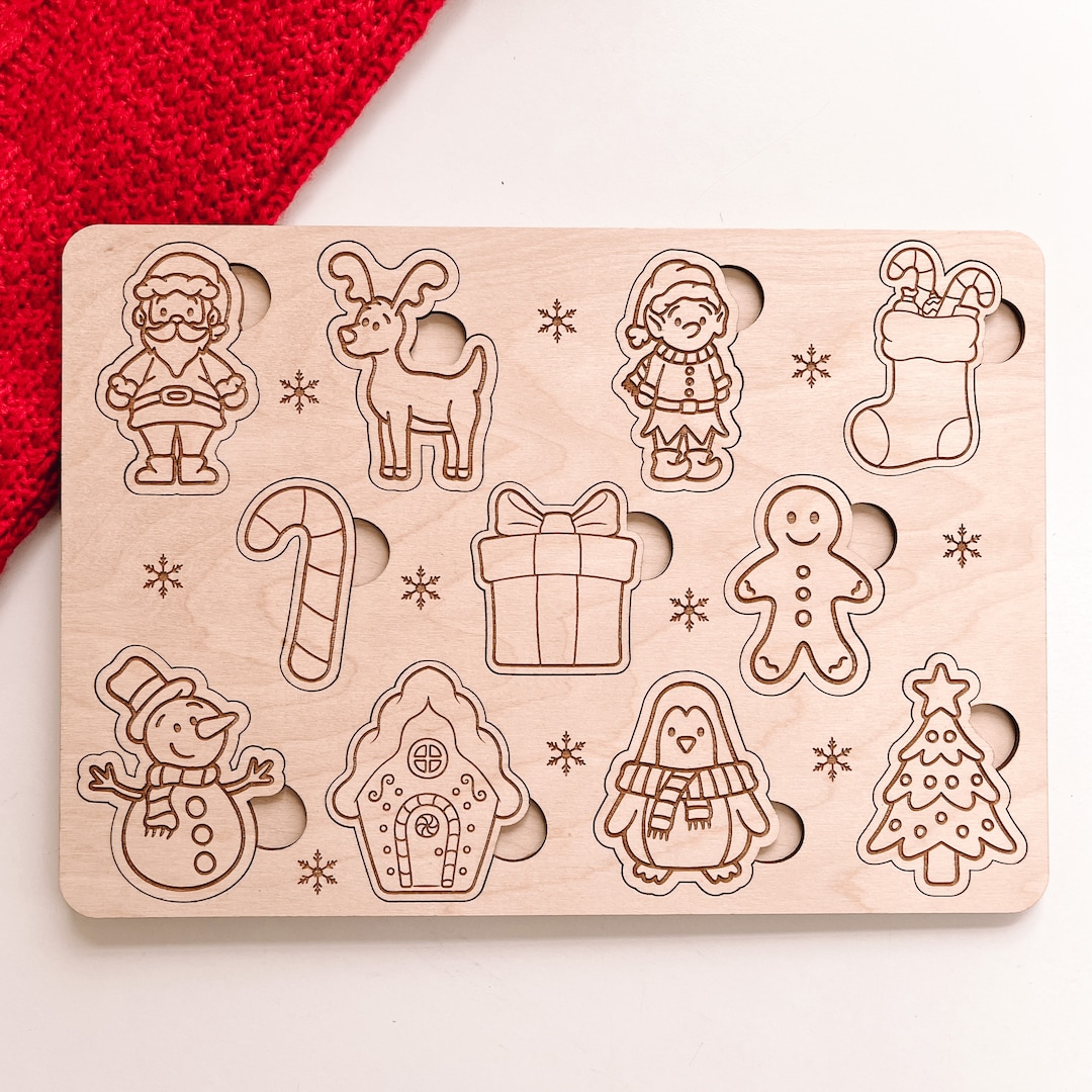 Wooden Christmas Puzzle, Color Me Puzzle, Lasercut, Montessori, Kids ...