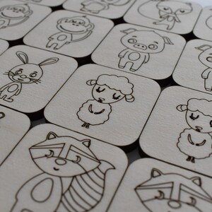 Wooden Memory Matching Game, Animal Matching, Kids Games, Montessori ...