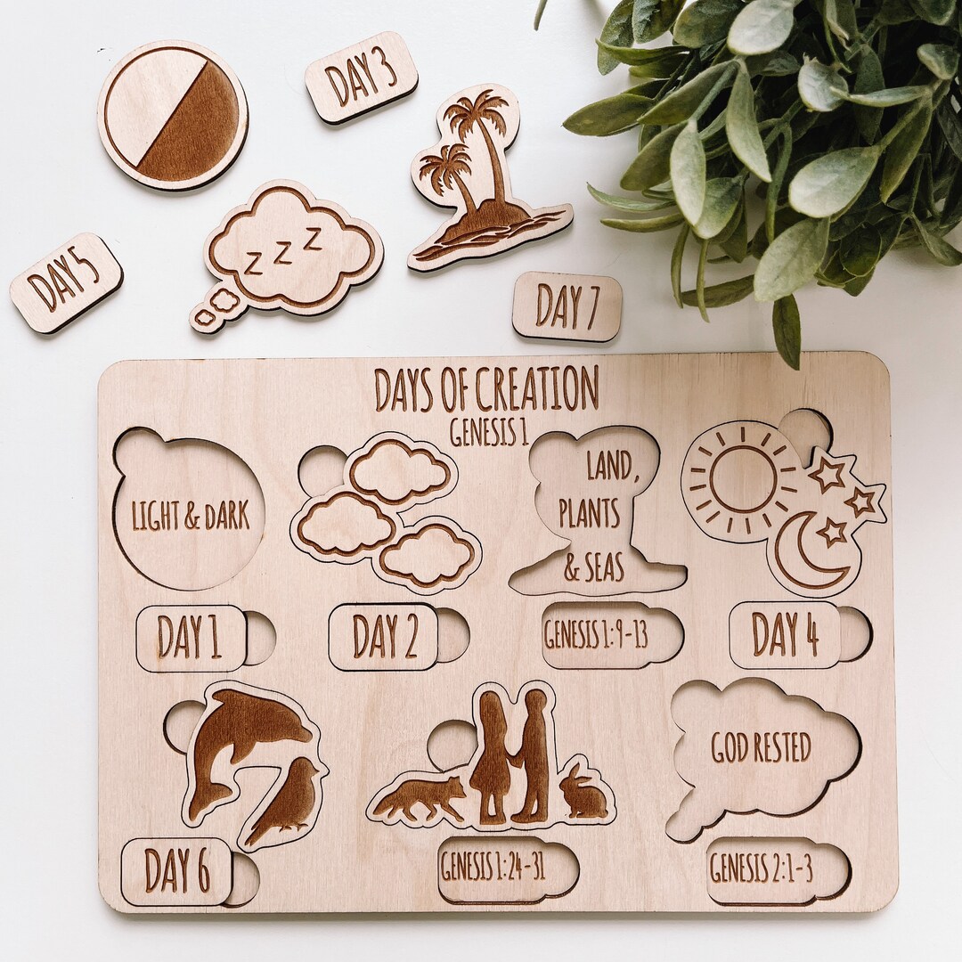 Days of Creation Puzzle, Wooden Puzzle, Bible Puzzle, Christian Gifts ...