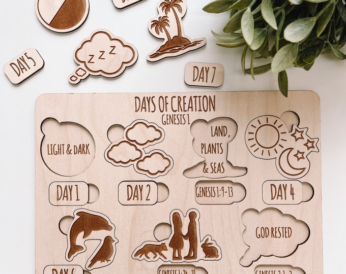 Days of Creation Puzzle, Wooden Puzzle, Bible Puzzle, Christian Gifts ...