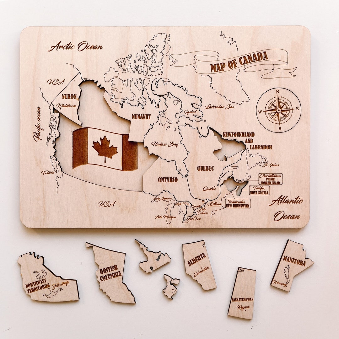 Map of Canada Puzzle, Wooden Puzzle, Montessori, Homeschooling ...