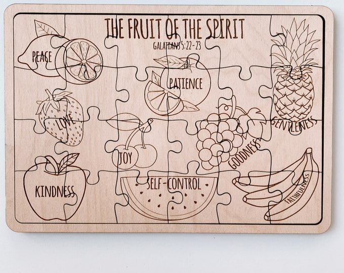 Fruit of the Spirit 24 Piece Puzzle, Galatians 5:22-23, Bible Puzzles, 24 Piece Puzzle, Wooden ...