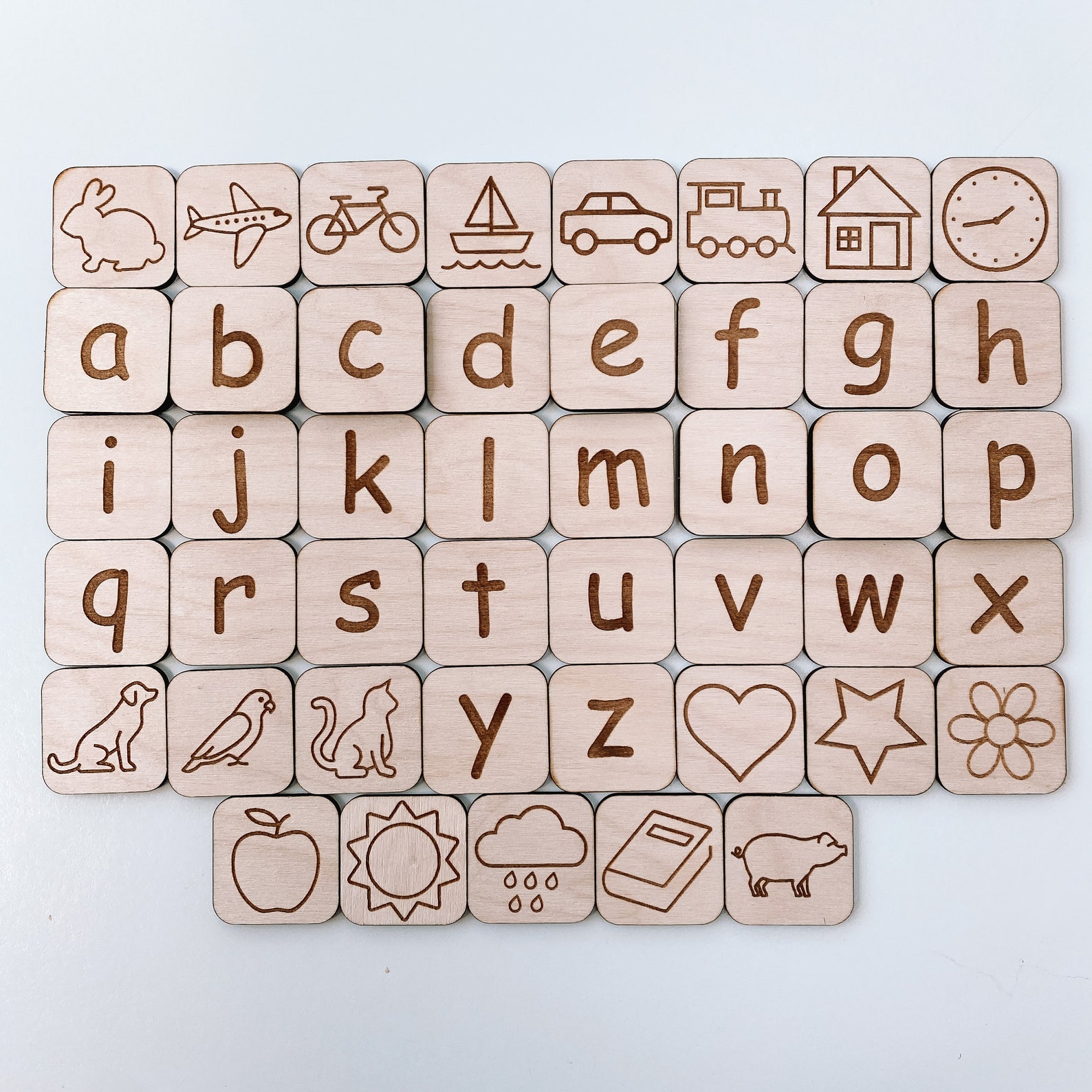 Alphabet Tiles With Pictures Letter Tiles Spelling Game | Etsy