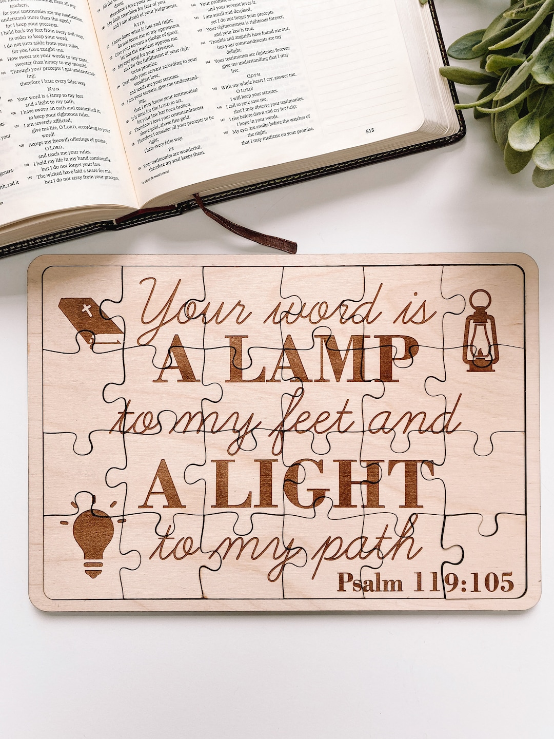 Psalm 119:105, 24 Piece Puzzle, Bible Puzzle, Wooden Puzzle, Kids ...
