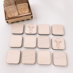 Wooden Memory Matching Game, Animal Matching, Kids Games, Montessori ...