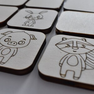 Wooden Memory Matching Game, Animal Matching, Kids Games, Montessori ...