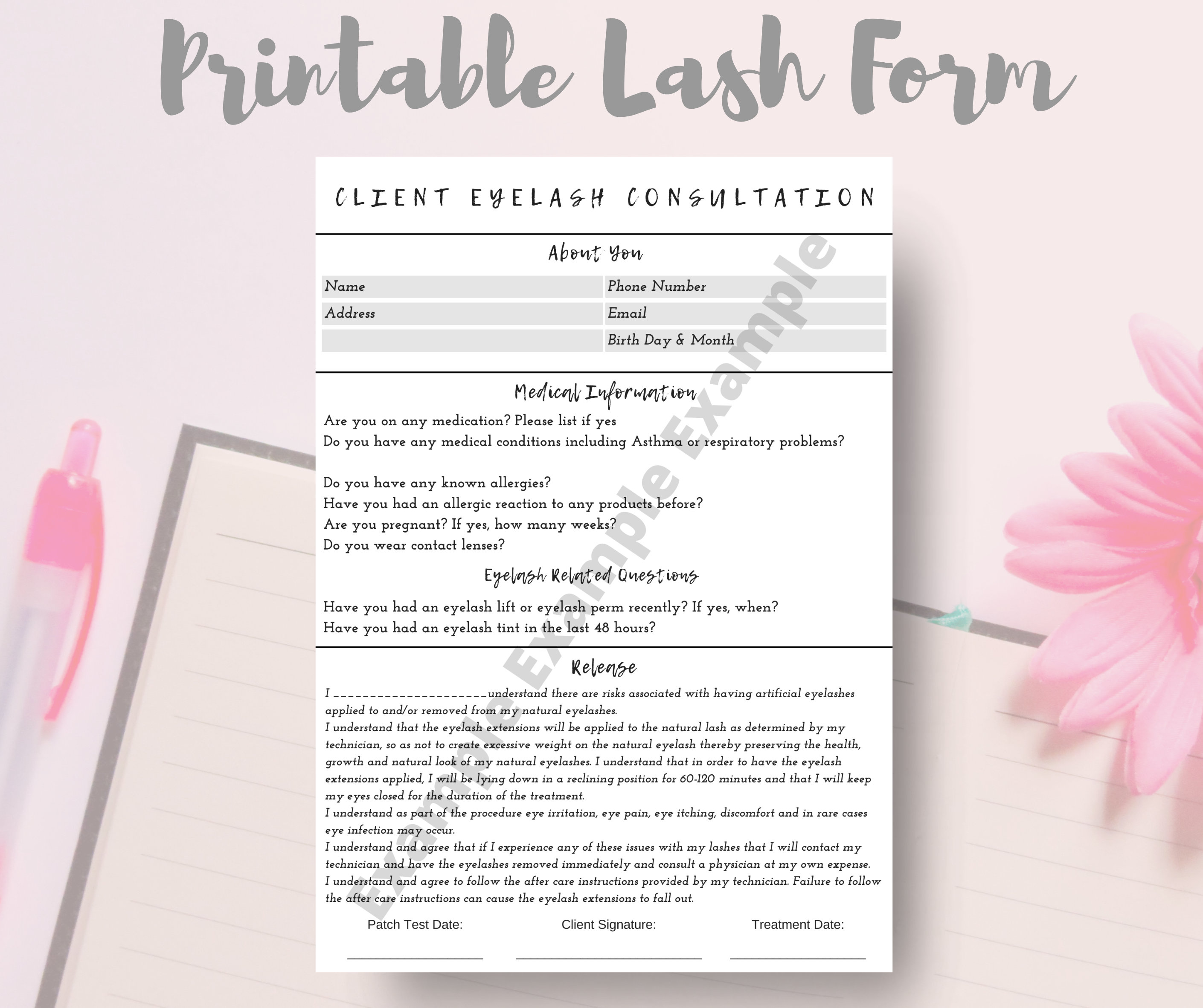 Eyelash Extensions, Lashes, Consultation Forms, Lash Tech, Technician ...
