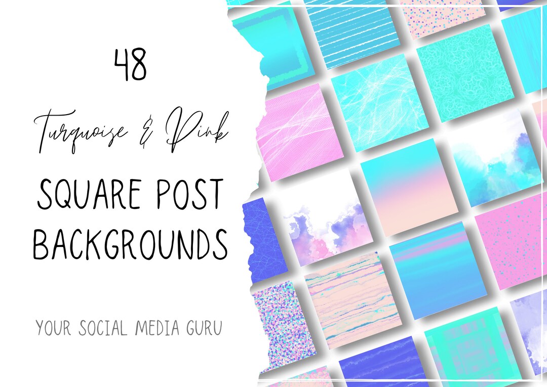 Instagram Post, Neon, Insta, Backgrounds, 48 Turquoise & Pink, Digital ...
