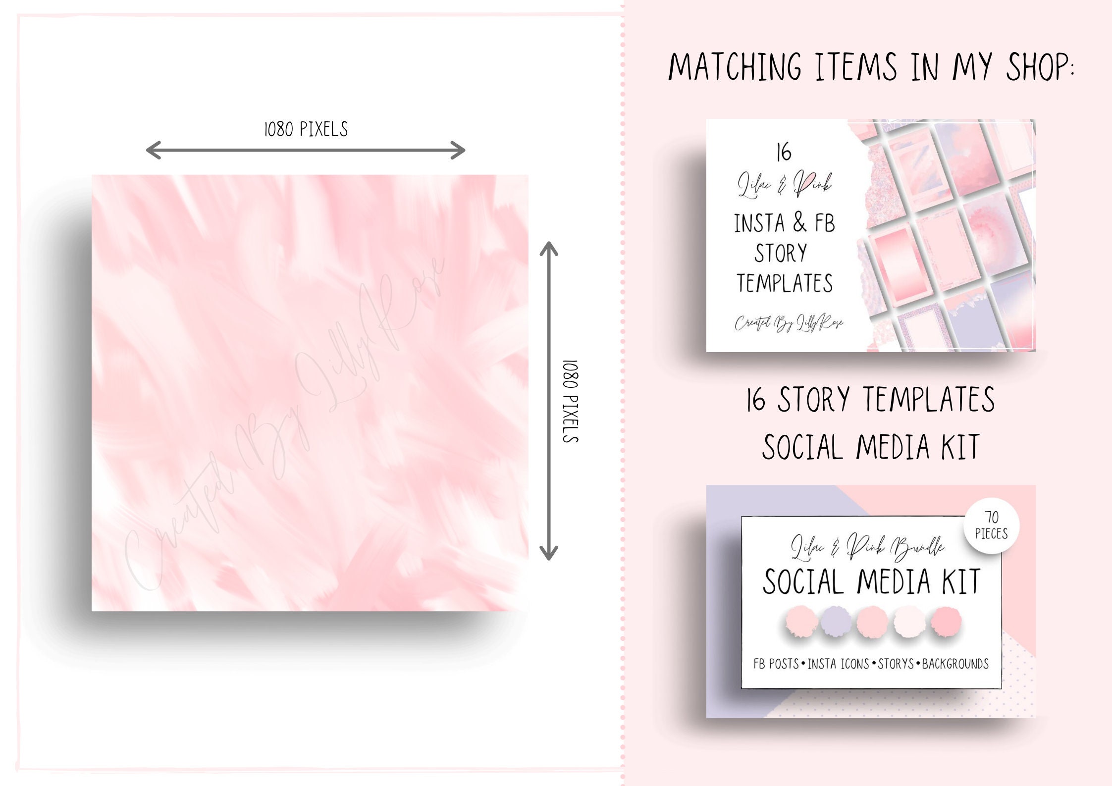 Instagram Post Backgrounds, Insta Templates, Pastel Pink, Bundle ...