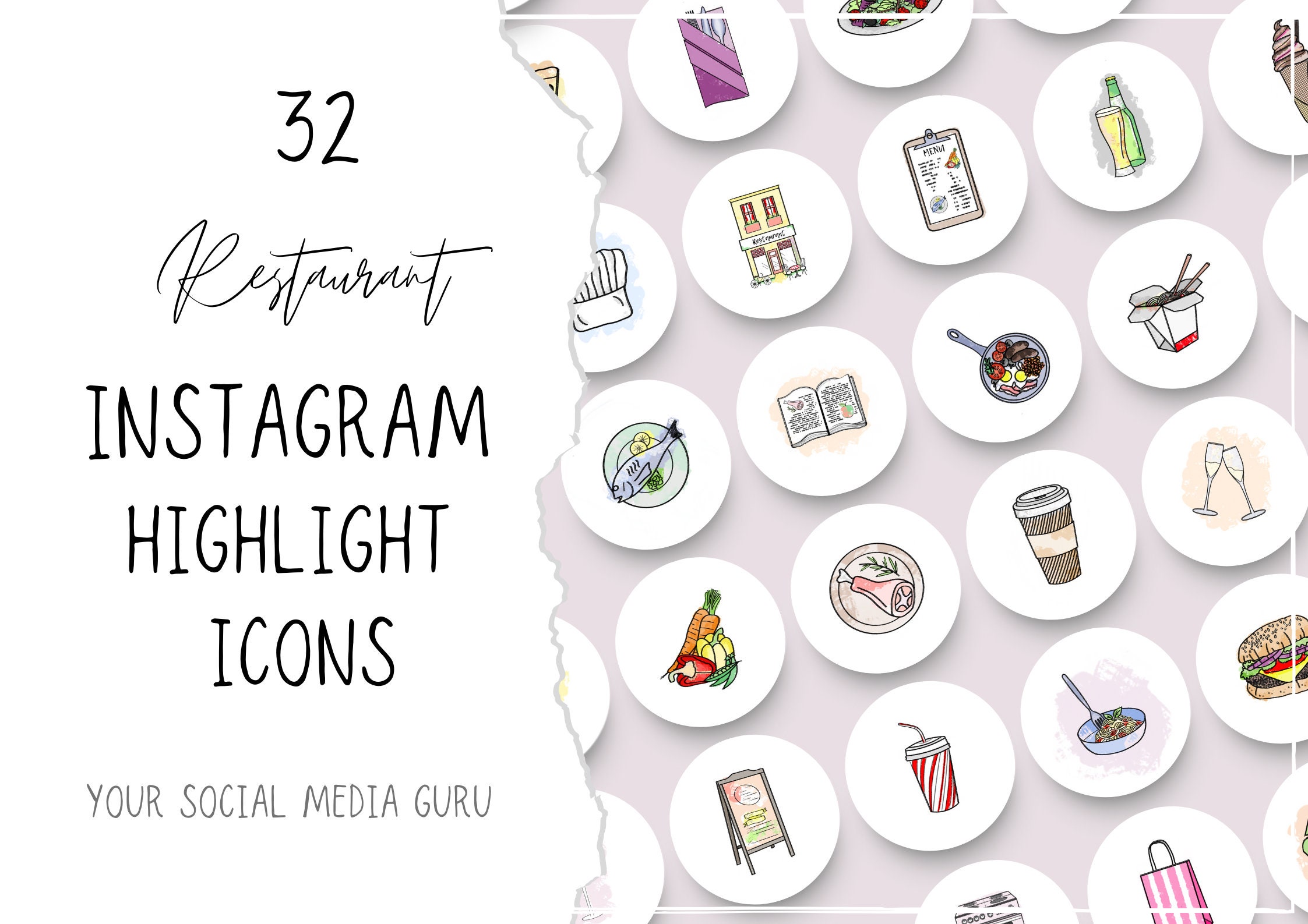 Restaurant Food Instagram Highlight Icons, Insta, Story Covers ...