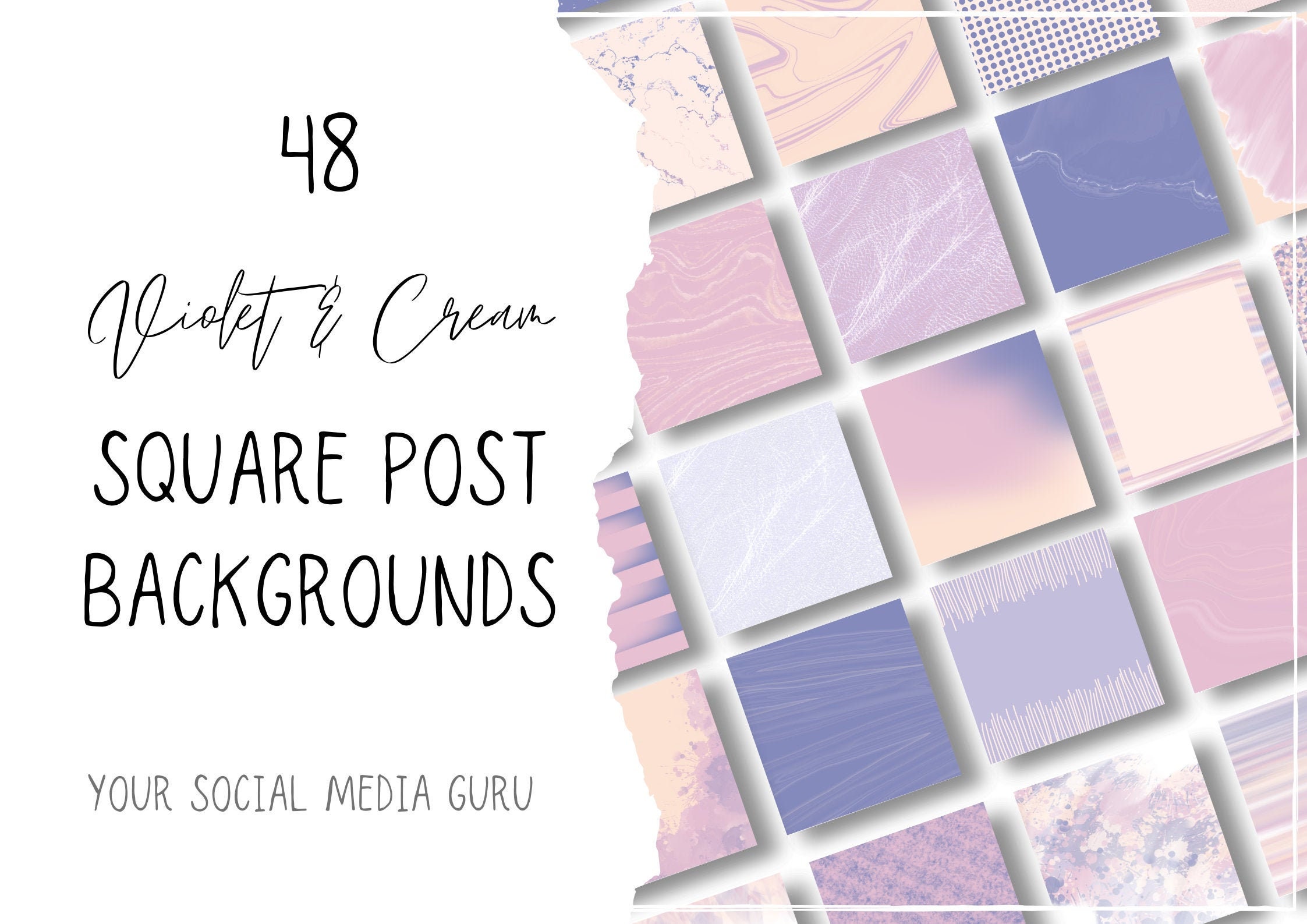 Instagram, Post, Backgrounds, Templates, 48 Violet & Cream, Social ...