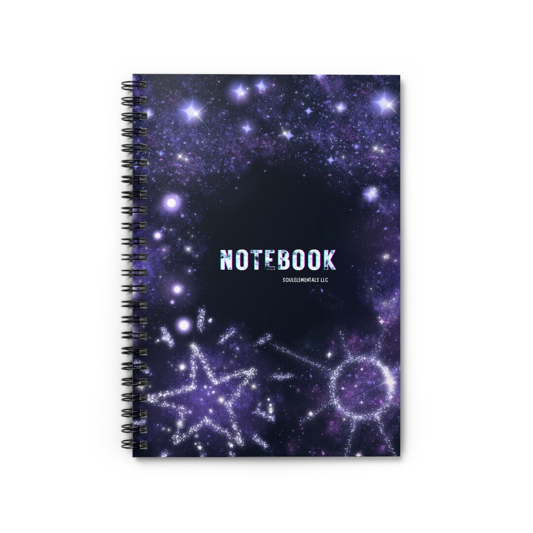 Black and Purple Stars Spiral Notebook Ruled Line - Etsy