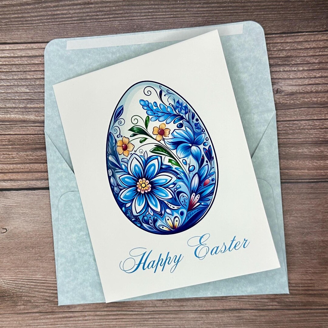 Easter Card, Easter Egg Card, Happy Easter Card, Floral Easter Card ...