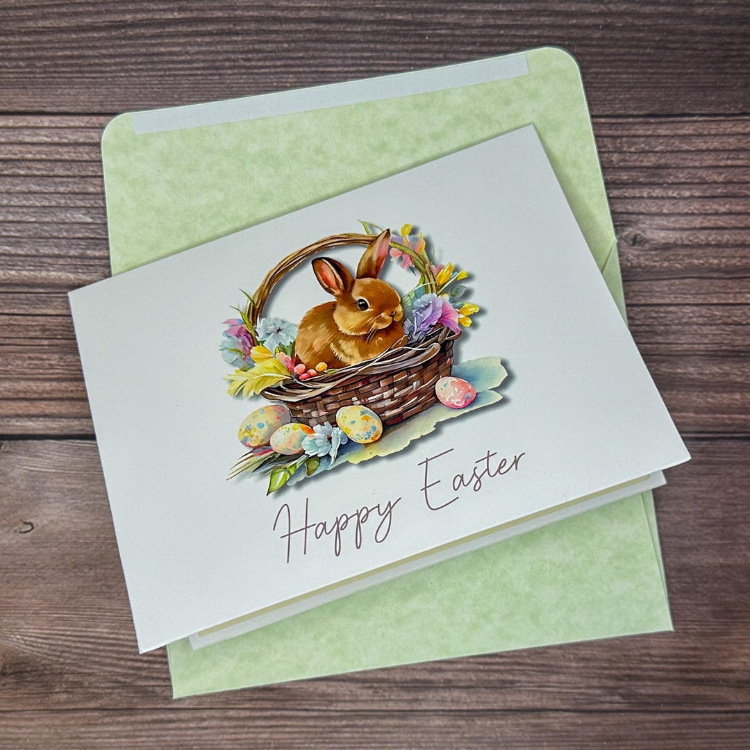 Happy Easter Card, Easter Bunny Card, Easter Egg Card, Easter Card for ...