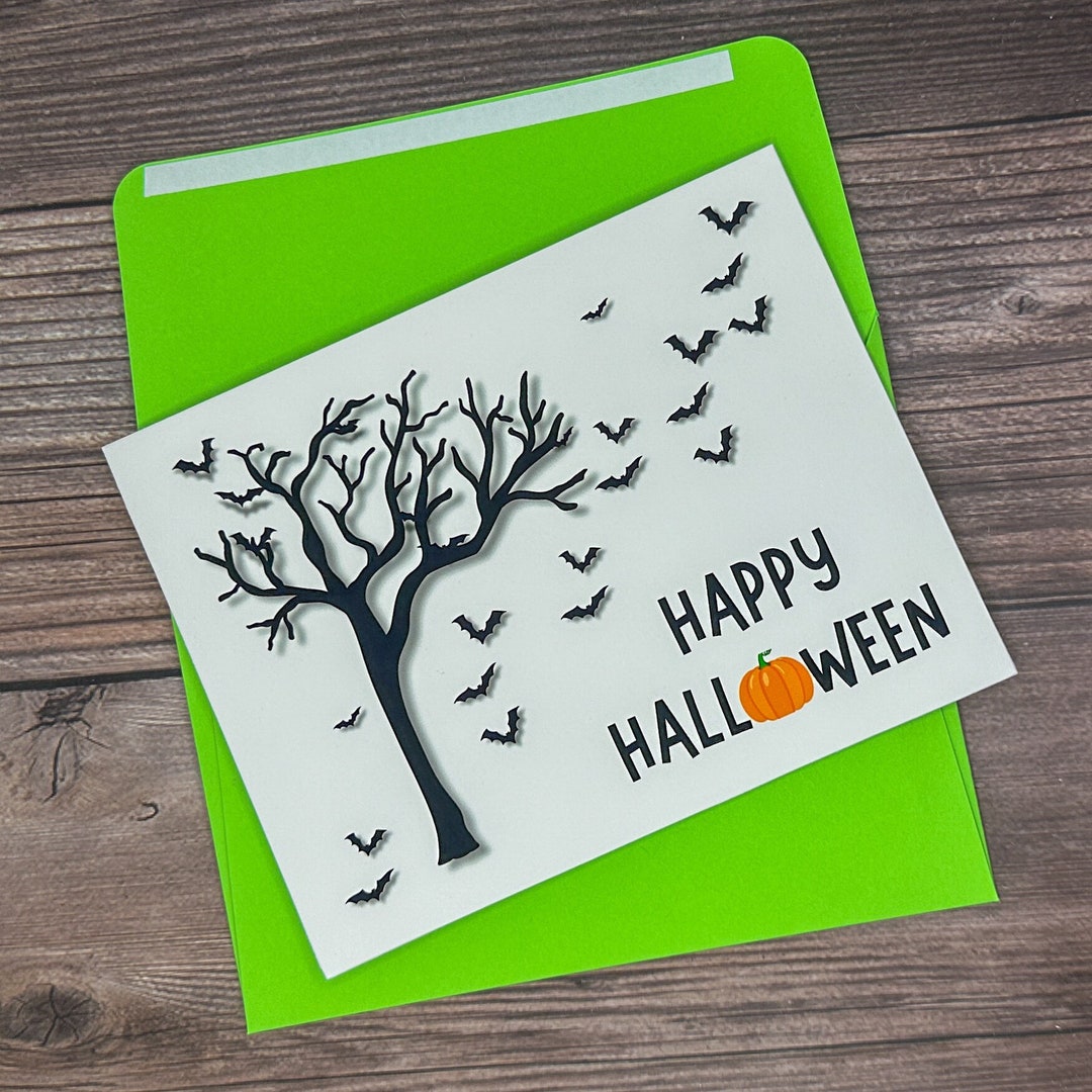Halloween Card, Scary Halloween Card, Halloween Bat Card, Spooky ...