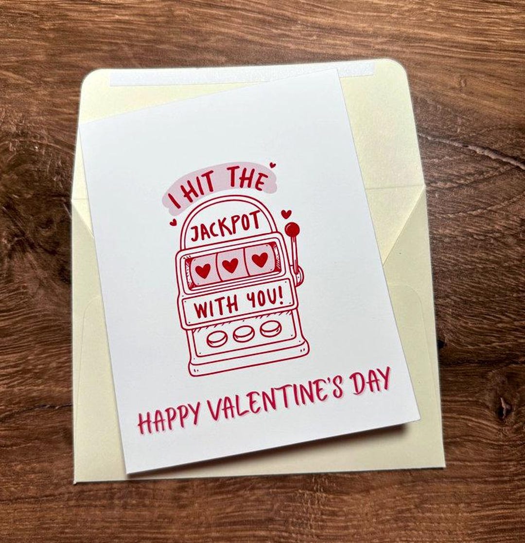 Valentine's Day Card, I Hit the Jackpot With You, I Love You Card, Las ...