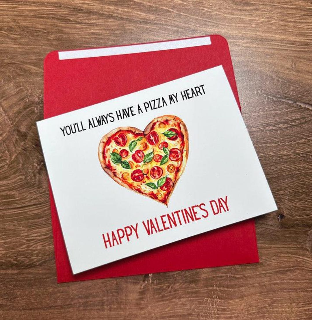 Valentine's Day Card, Pizza V-day Card, Card for Boyfriend or ...