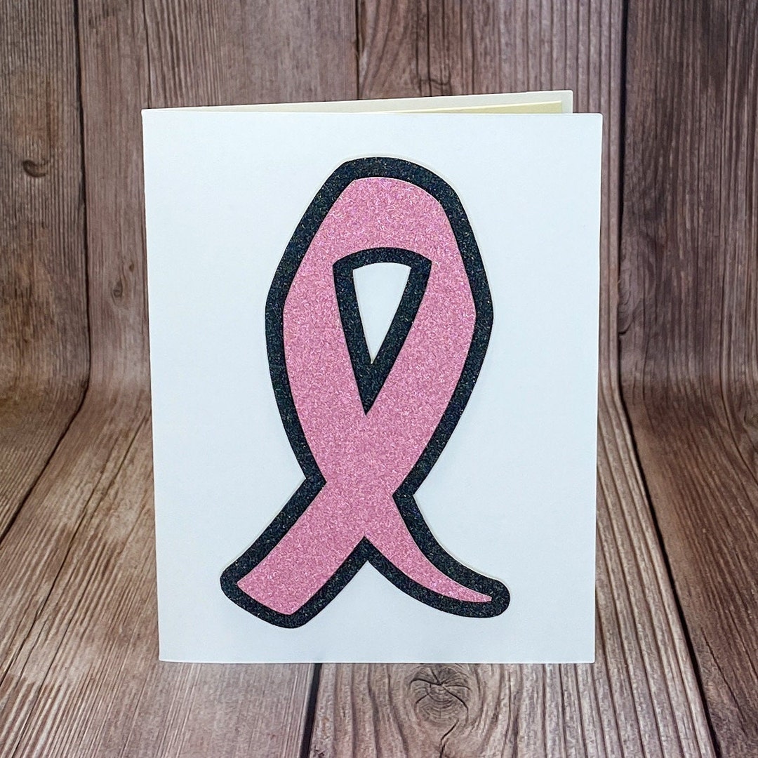 Breast Cancer Ribbon Card Breast Cancer Card Breast Cancer - Etsy