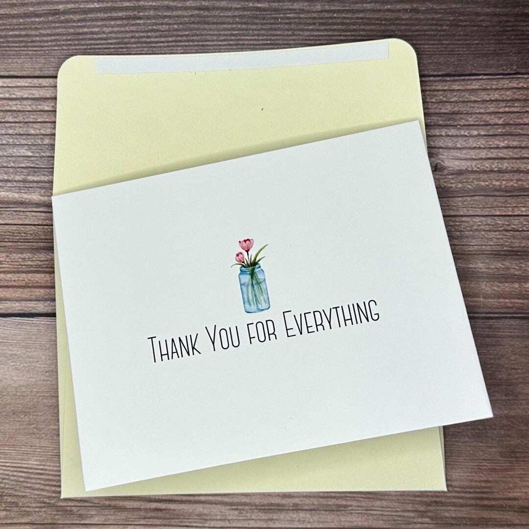 Thank You Card, Thank You for Everything Card, Thanks Card, Blank Thank ...