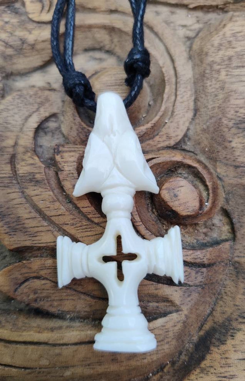 Icelandic Wolf Cross Viking White Bone Pendant Hand Carved | Etsy