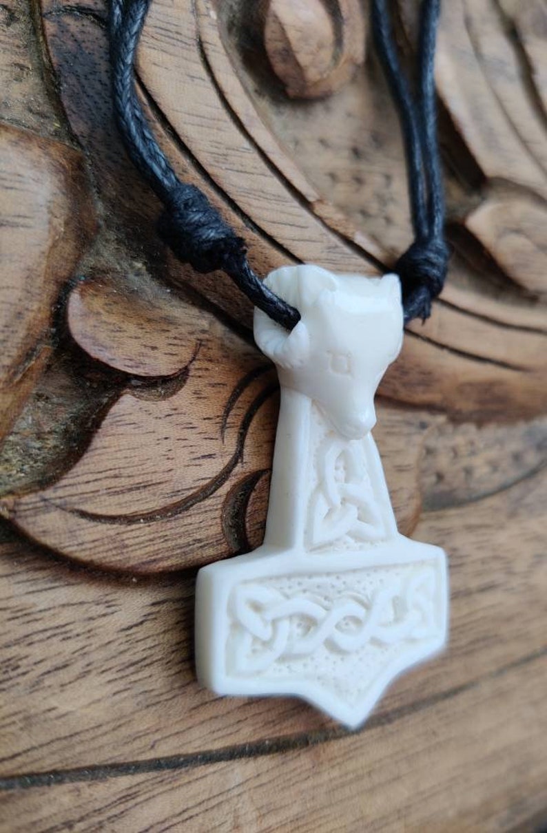 Bone Thor's Hammer Mjolnir Rams Head Celtic Knotwork - Etsy India