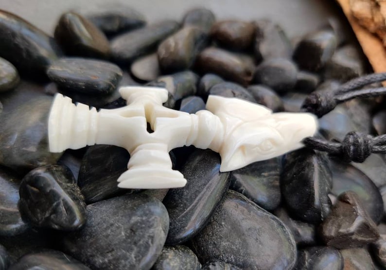 Icelandic Wolf Cross Viking White Bone Pendant Hand Carved | Etsy